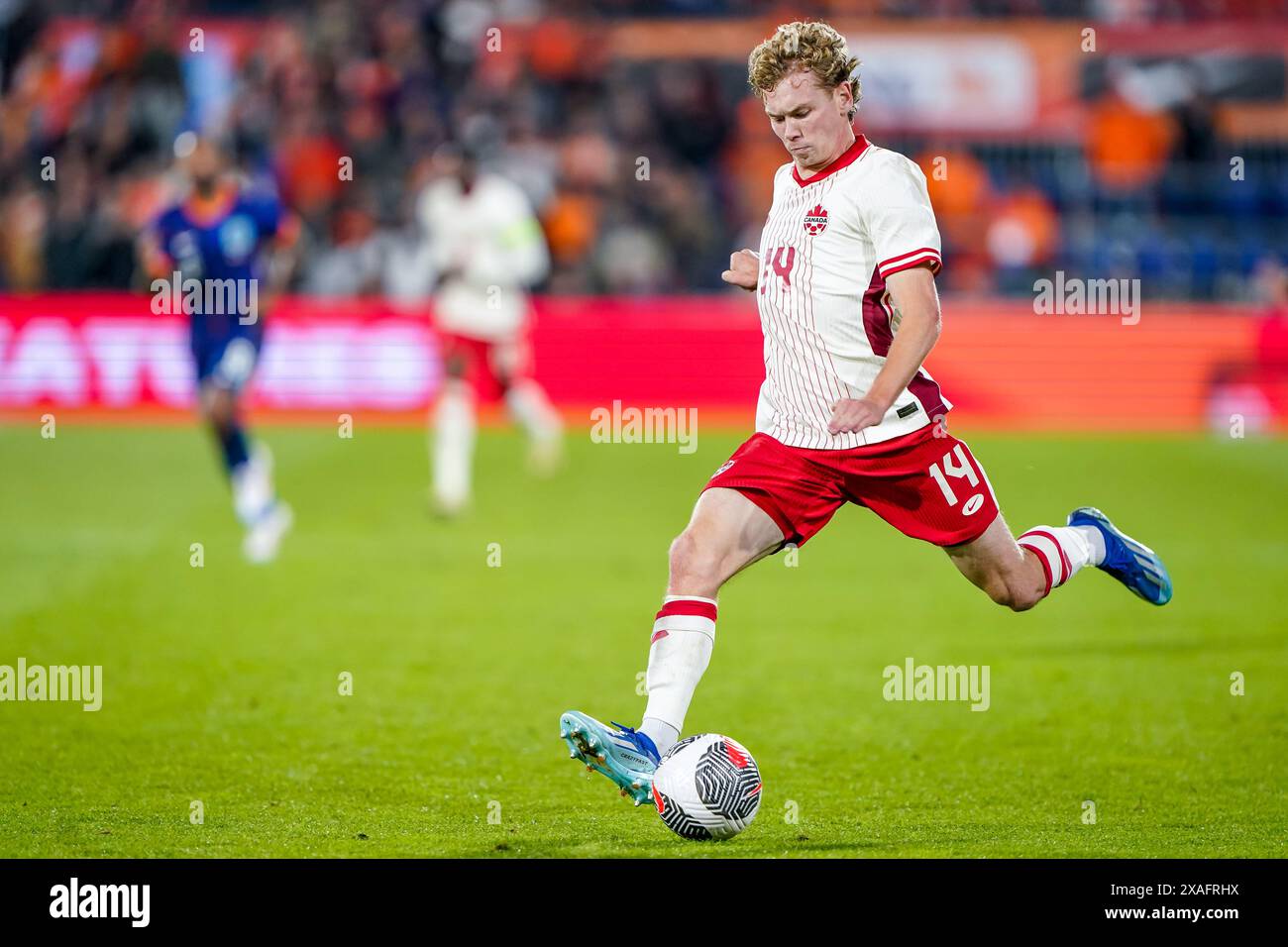 ROTTERDAM, NETHERLANDS - JUNE 6: Jacob Shaffelburg of Canada passes the ...
