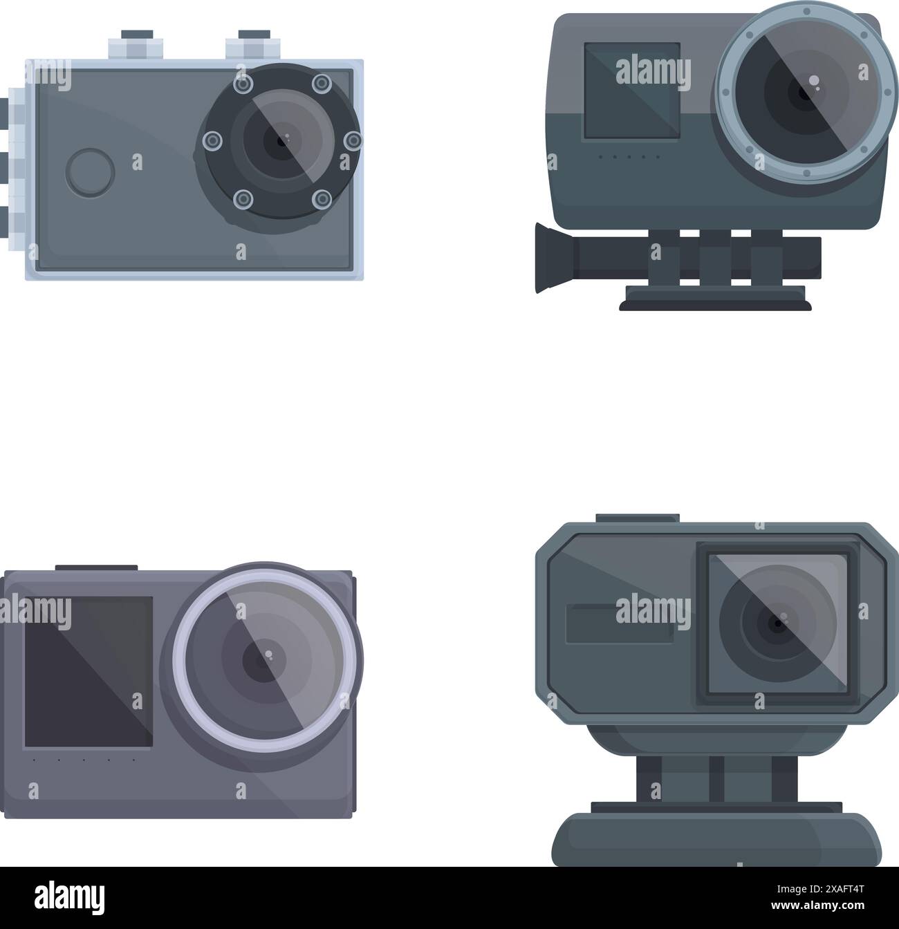 Vector illustration of various digital and action cameras, perfect for ...