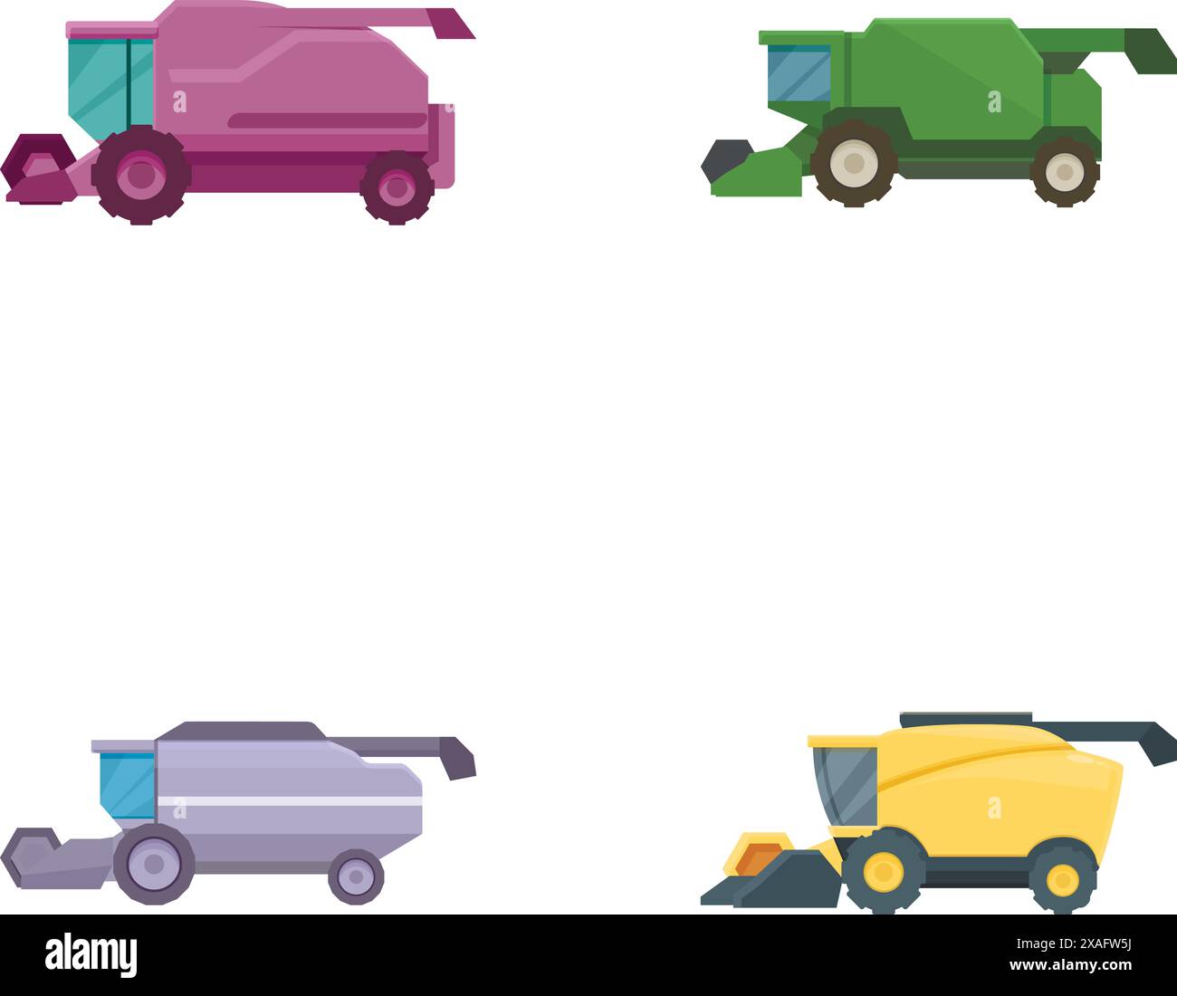Collection of vector illustrated construction trucks in different ...