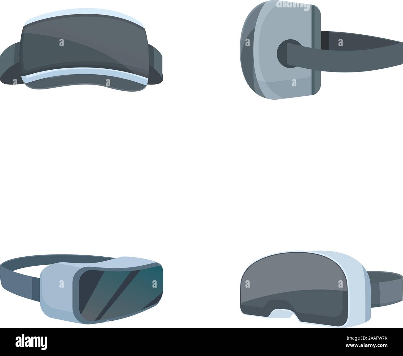 Collection of stylized vr glasses for immersive experience, various ...