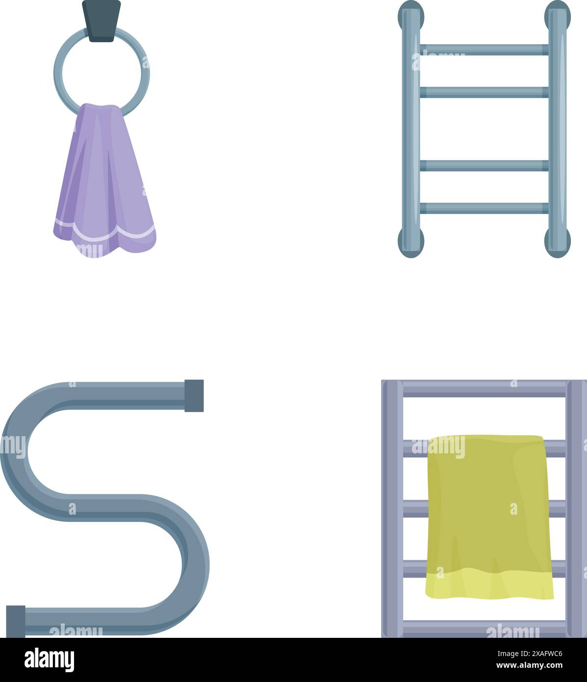 Collection of four home essentials icons, depicting common household ...