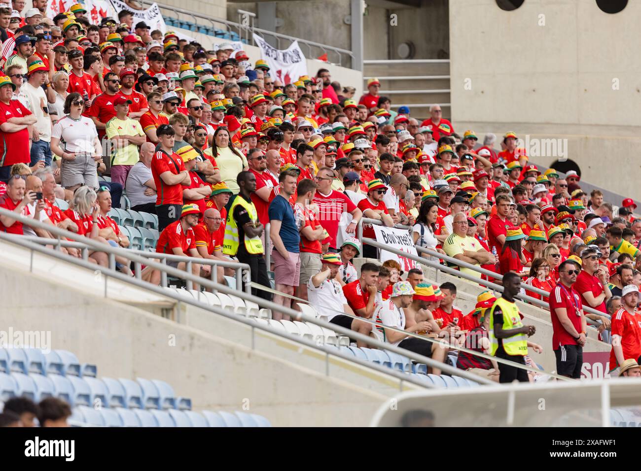 ALGARVE, PORTUGAL - 06 JUNE 2024: Welsh fans during the international ...