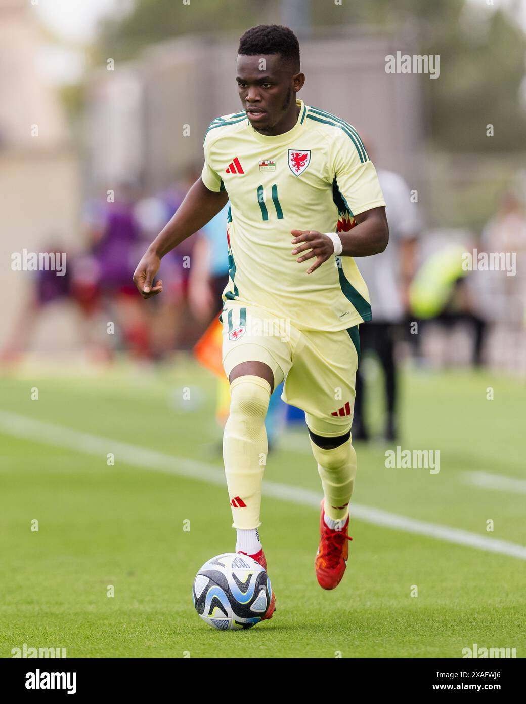 ALGARVE, PORTUGAL - 06 JUNE 2024: Wales' Rabbi Matondo during the ...
