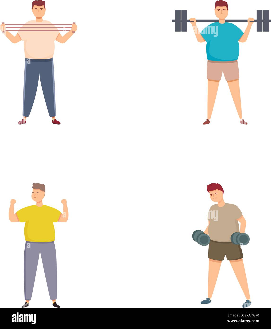 Collection of illustrations showcasing men in different poses lifting ...