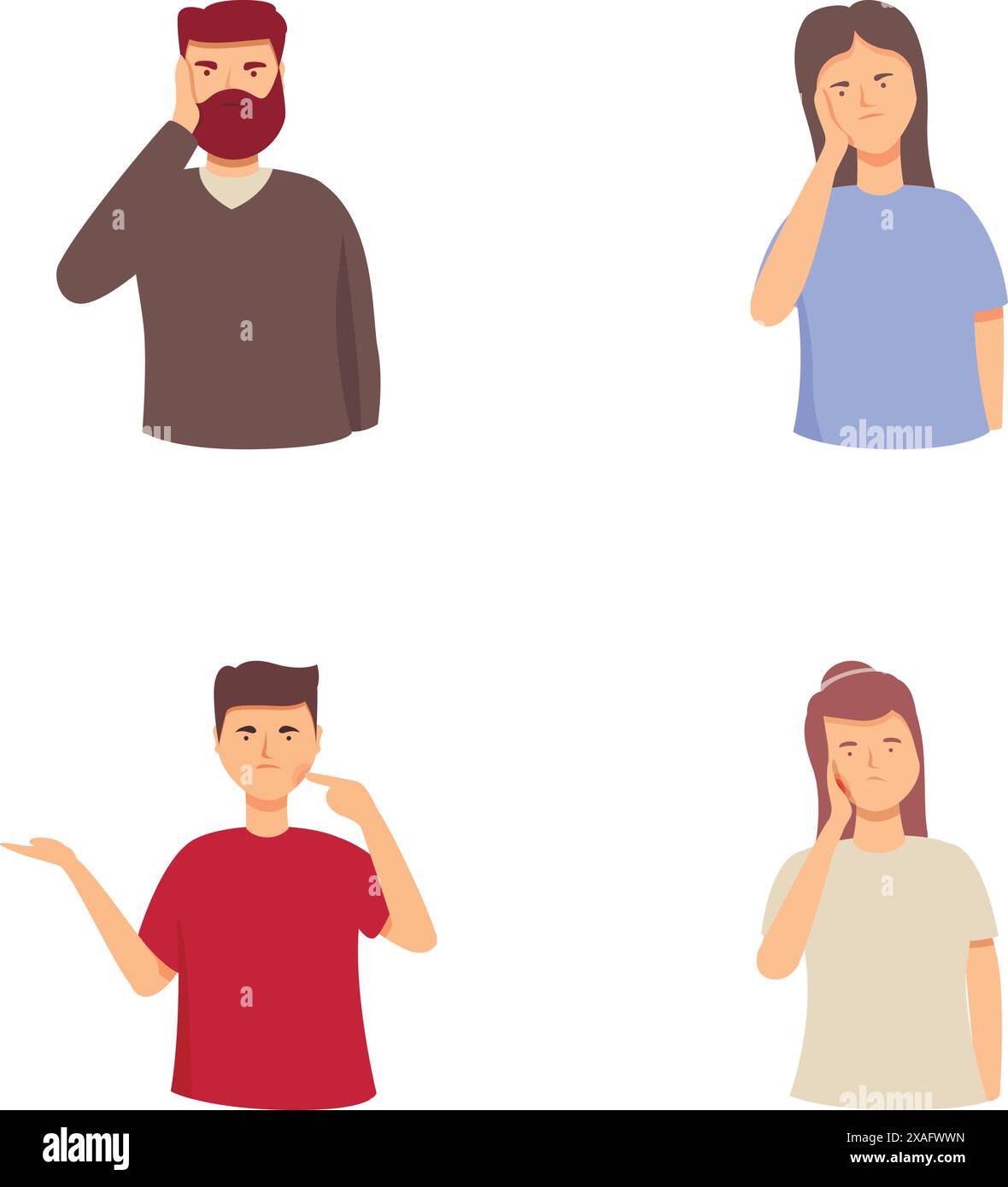 Illustration of four people with puzzled expressions and thoughtful ...