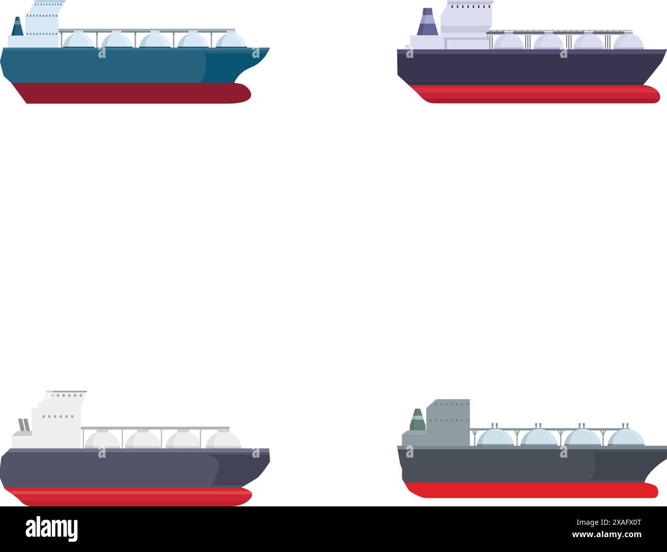 Illustration of four different styles of cargo ships, isolated on a ...
