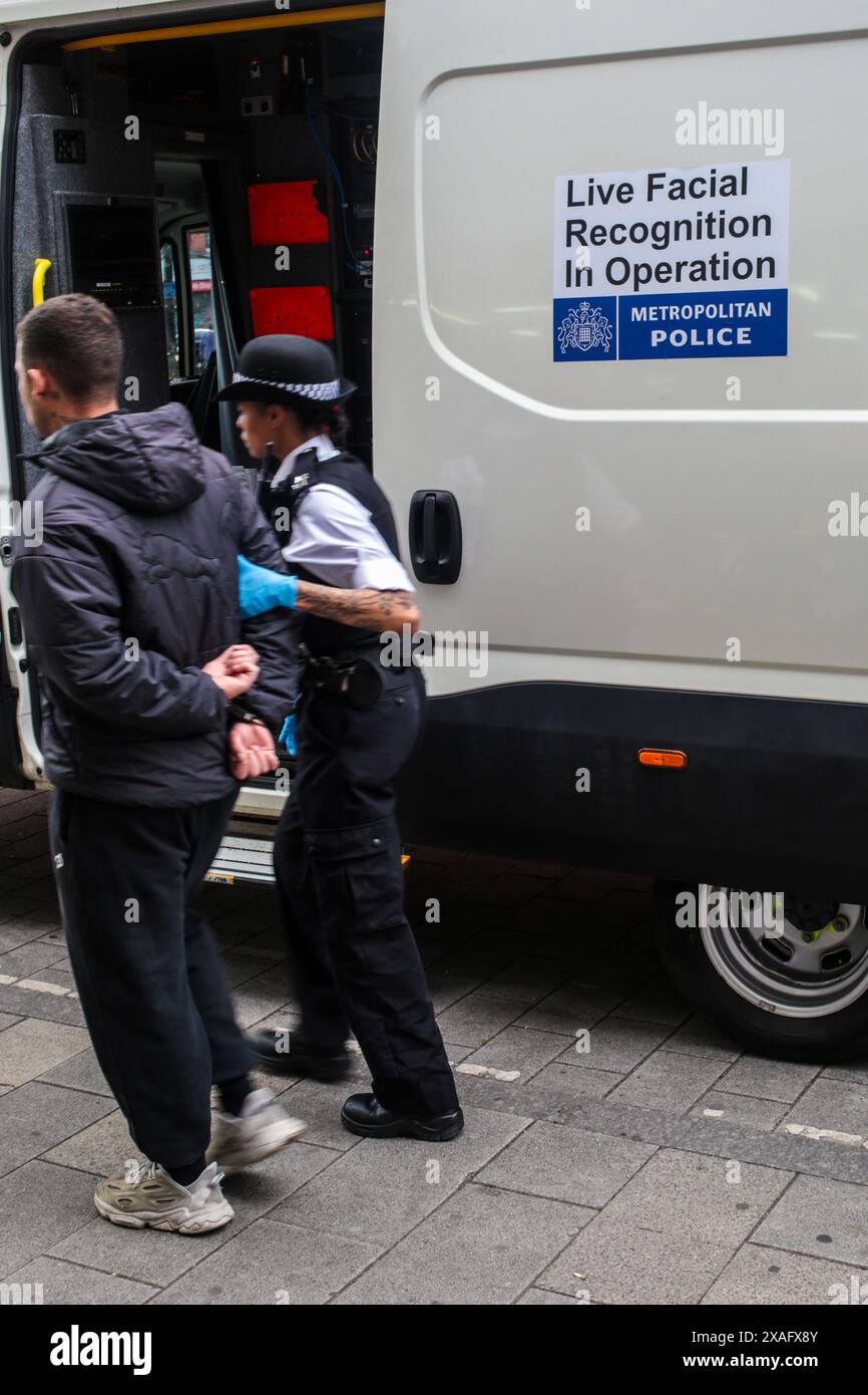 London UK 6th June, 2024. Met Police: Live facial recognition cameras ... London UK 6th June, 2024. Met Police: Live facial recognition cameras ...