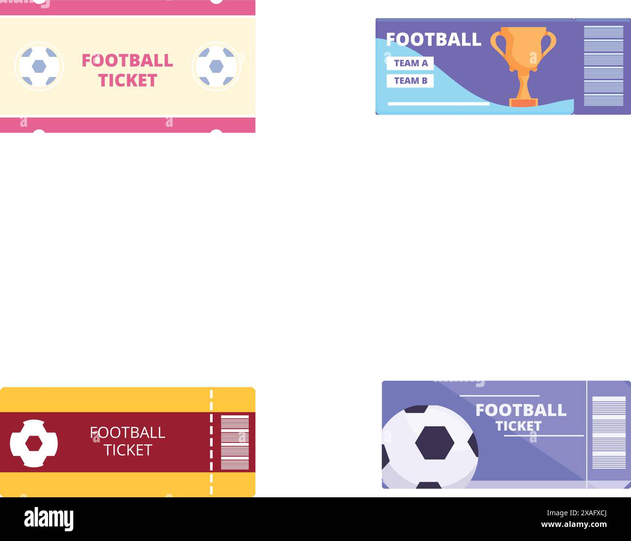 Collection of four colorful and modern soccer match ticket templates ...
