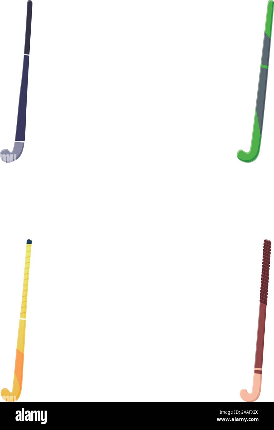Illustration showcasing a collection of four hockey sticks with ...