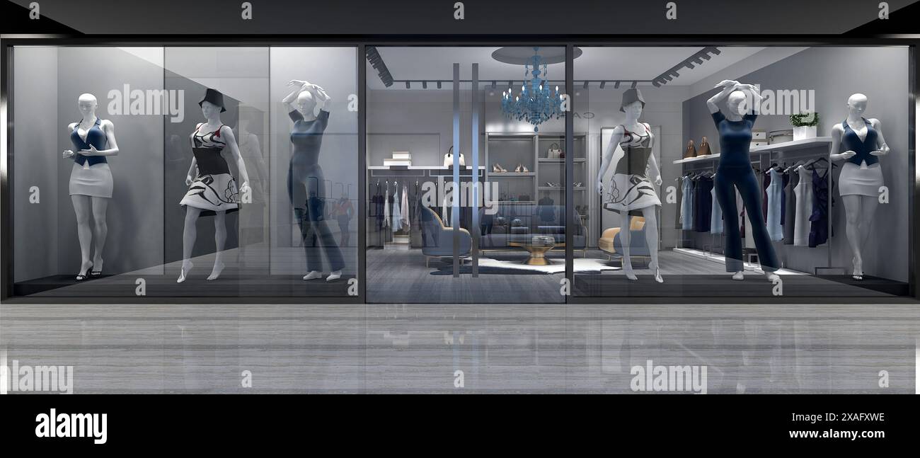3d render of fashion cloth shop Stock Photo - Alamy