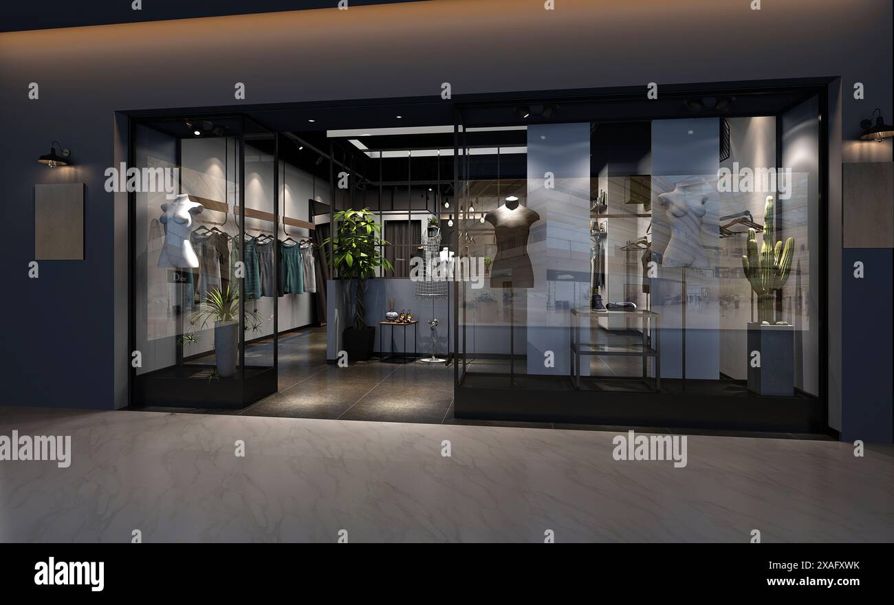 3d render of fashion cloth shop Stock Photo - Alamy