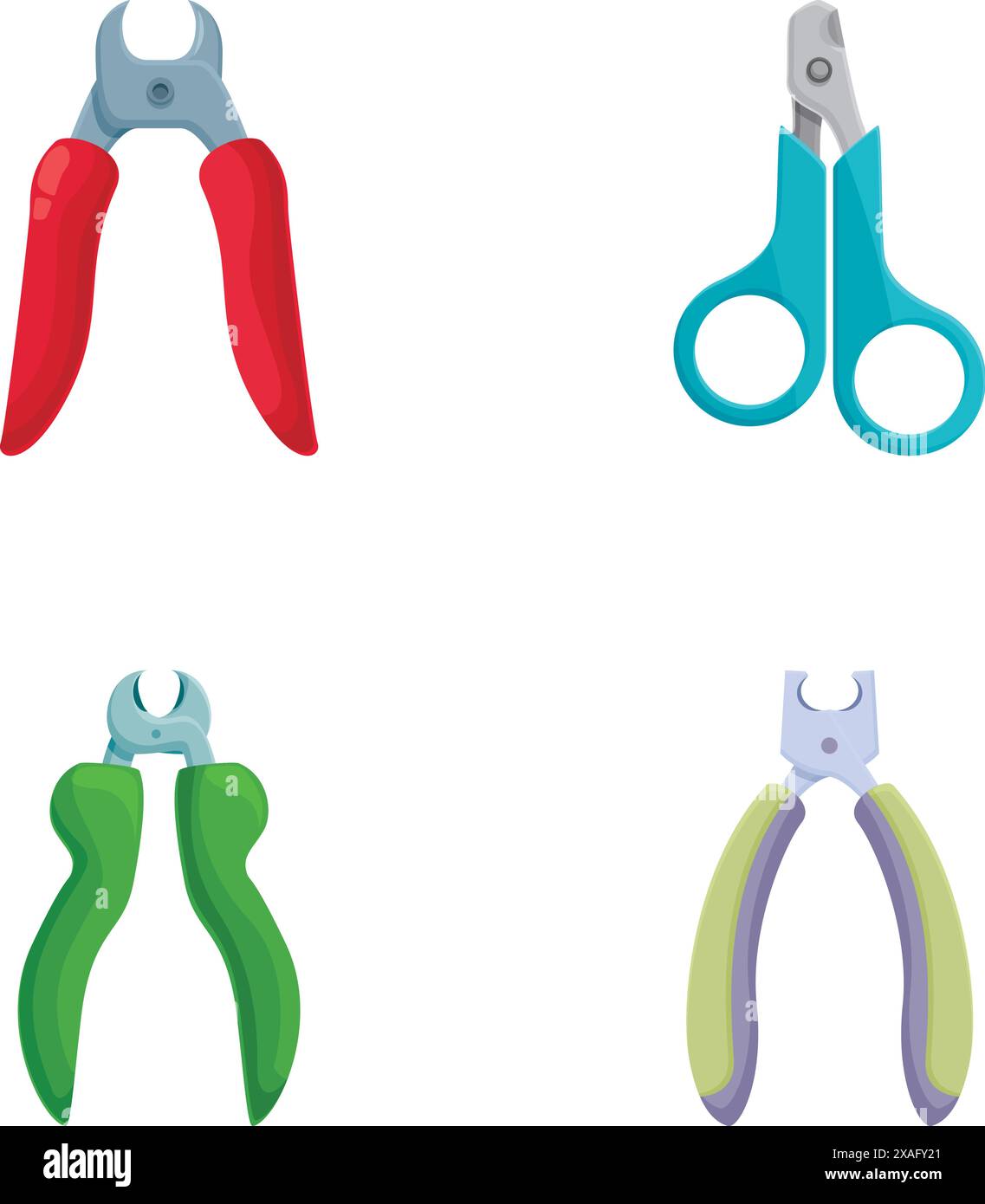 Collection of four colorful, vector illustrations of different hand ...