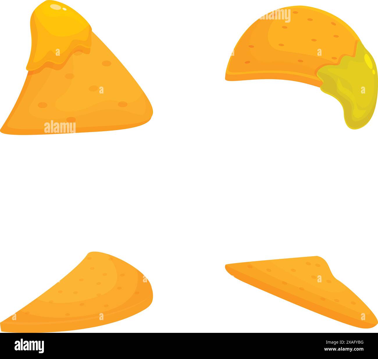 Colorful vector illustration of different shaped nacho chips with ...