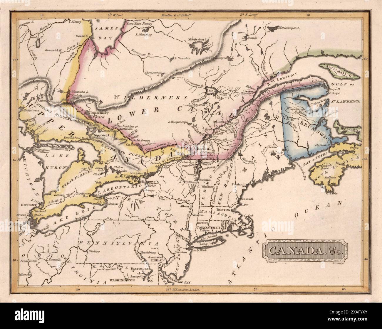 Vintage map of Lower and Upper Canada, 1817 Stock Photo - Alamy
