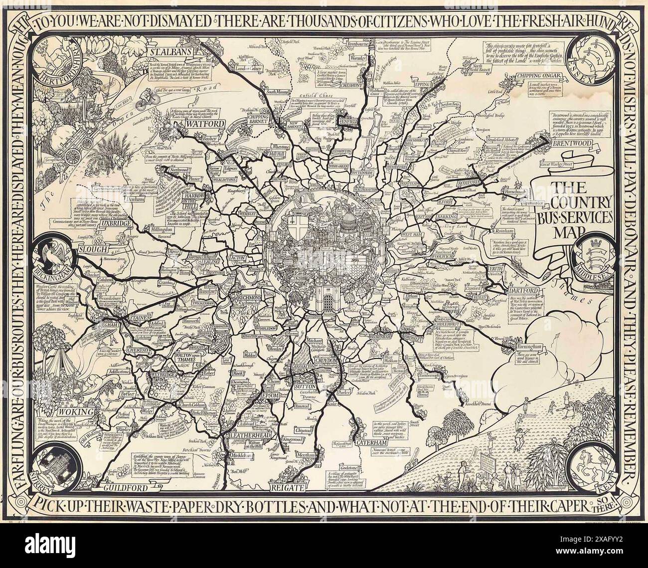 Antique london bus map hi-res stock photography and images - Alamy