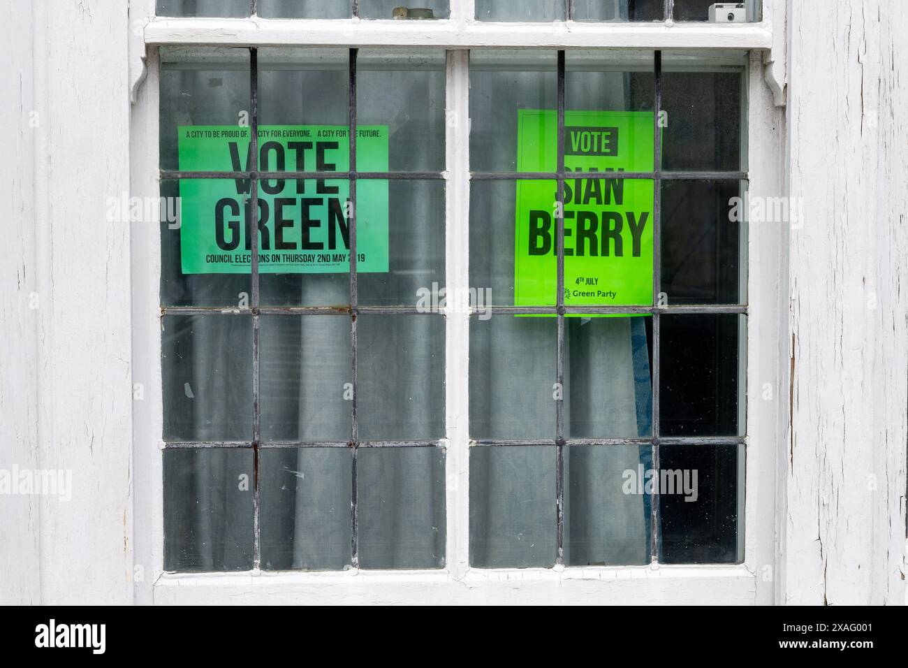 Brighton, UK. 5th June, 2024. Vote Green and Vote Sian Berry posters ...