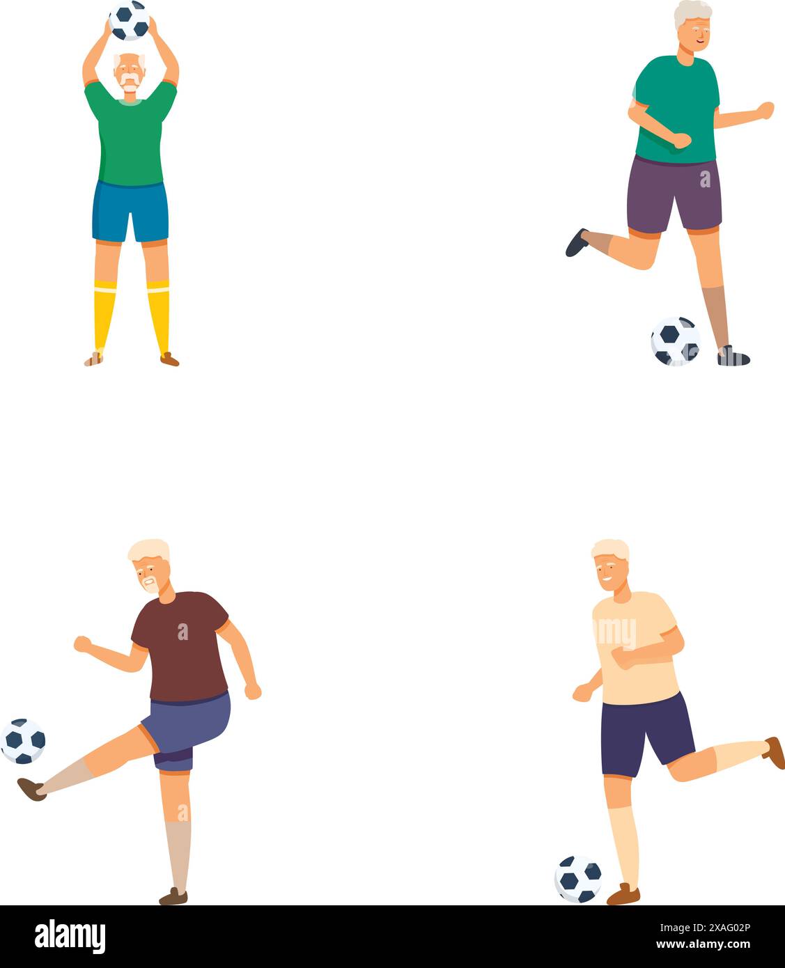 Diverse set of soccer player illustrations in various poses hi-res ...