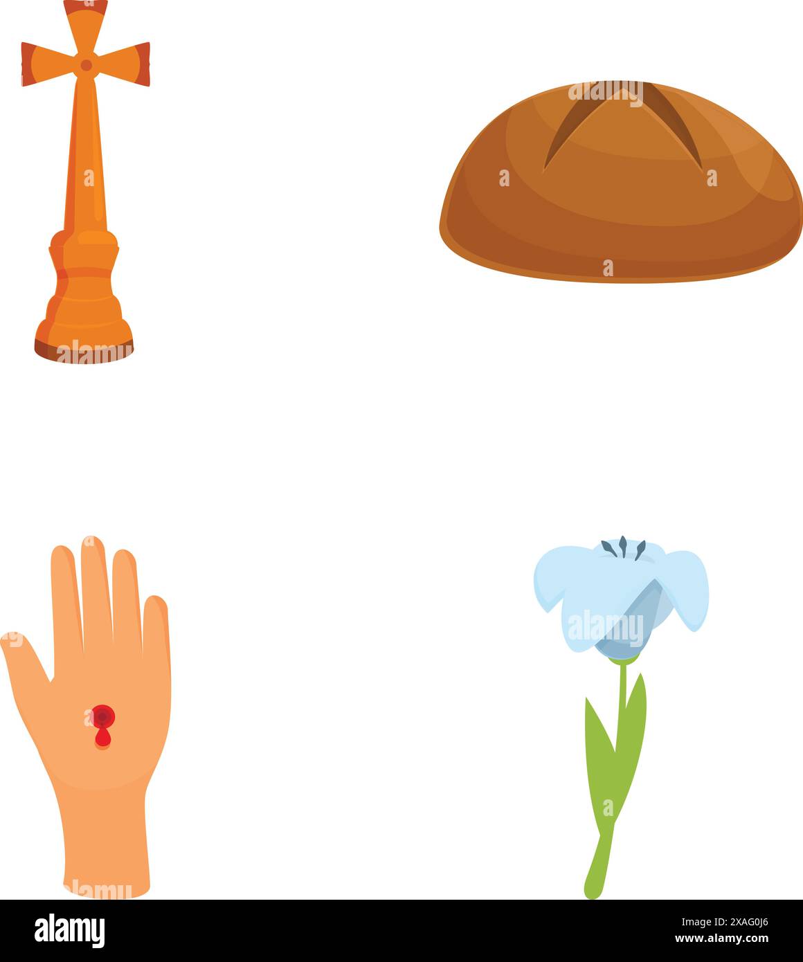 Set of four diverse religious icons including a cross hi-res stock ...