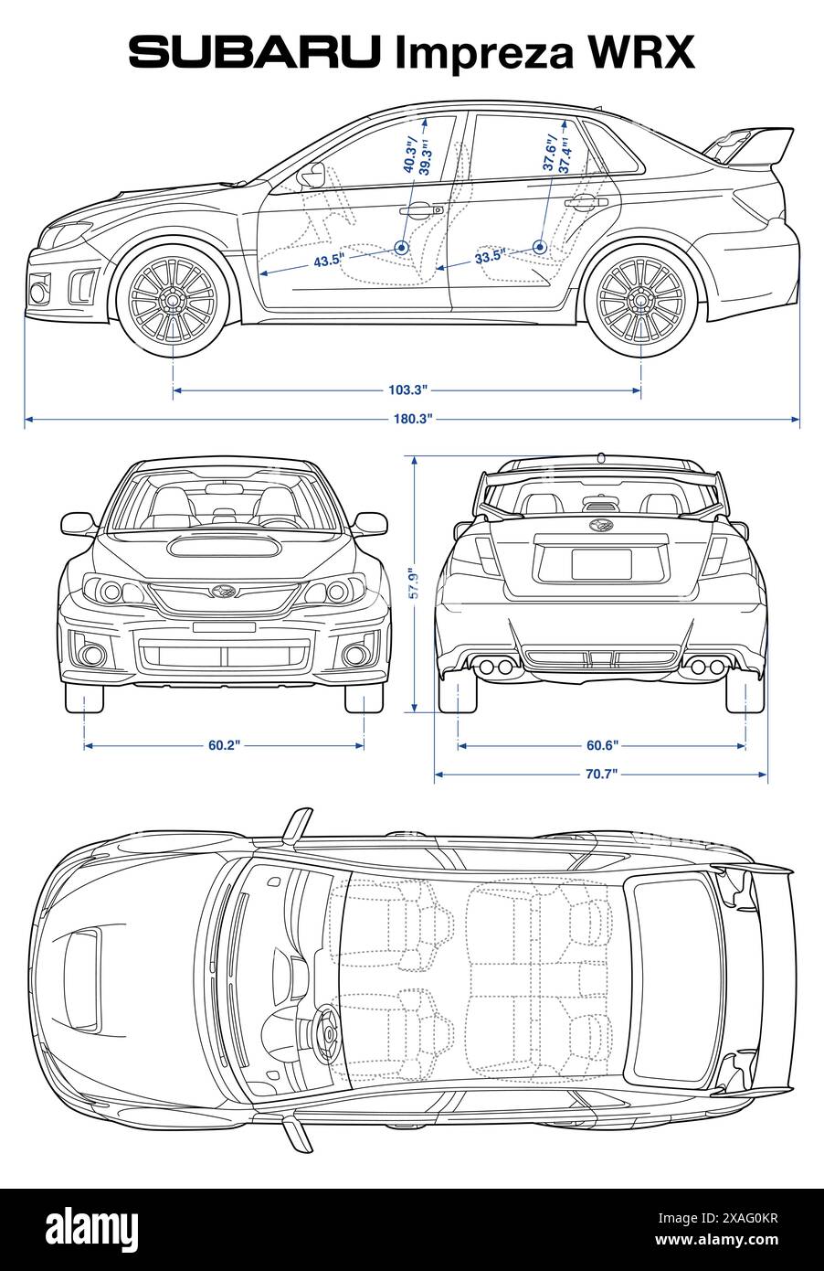Subaru Impreza WRX 2014 car blueprint Stock Vector Image & Art - Alamy
