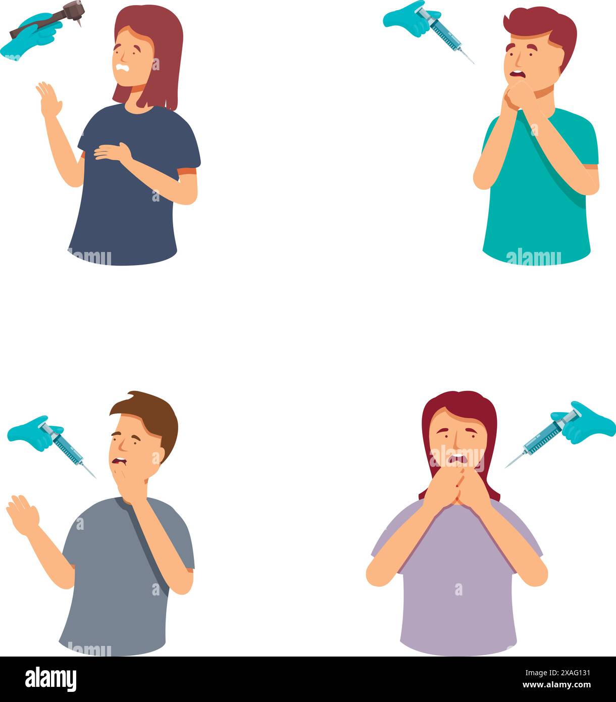 Illustrations of two people with varied reactions to a toy gun, showing ...