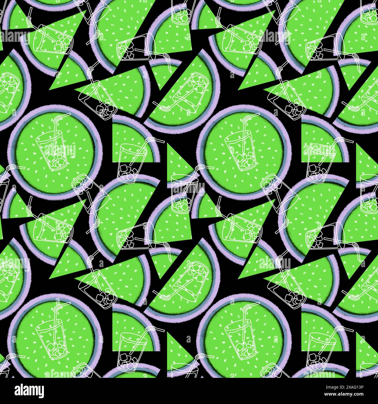 Summer drink seamless cocktails cartoon ice pattern for wrapping paper ...