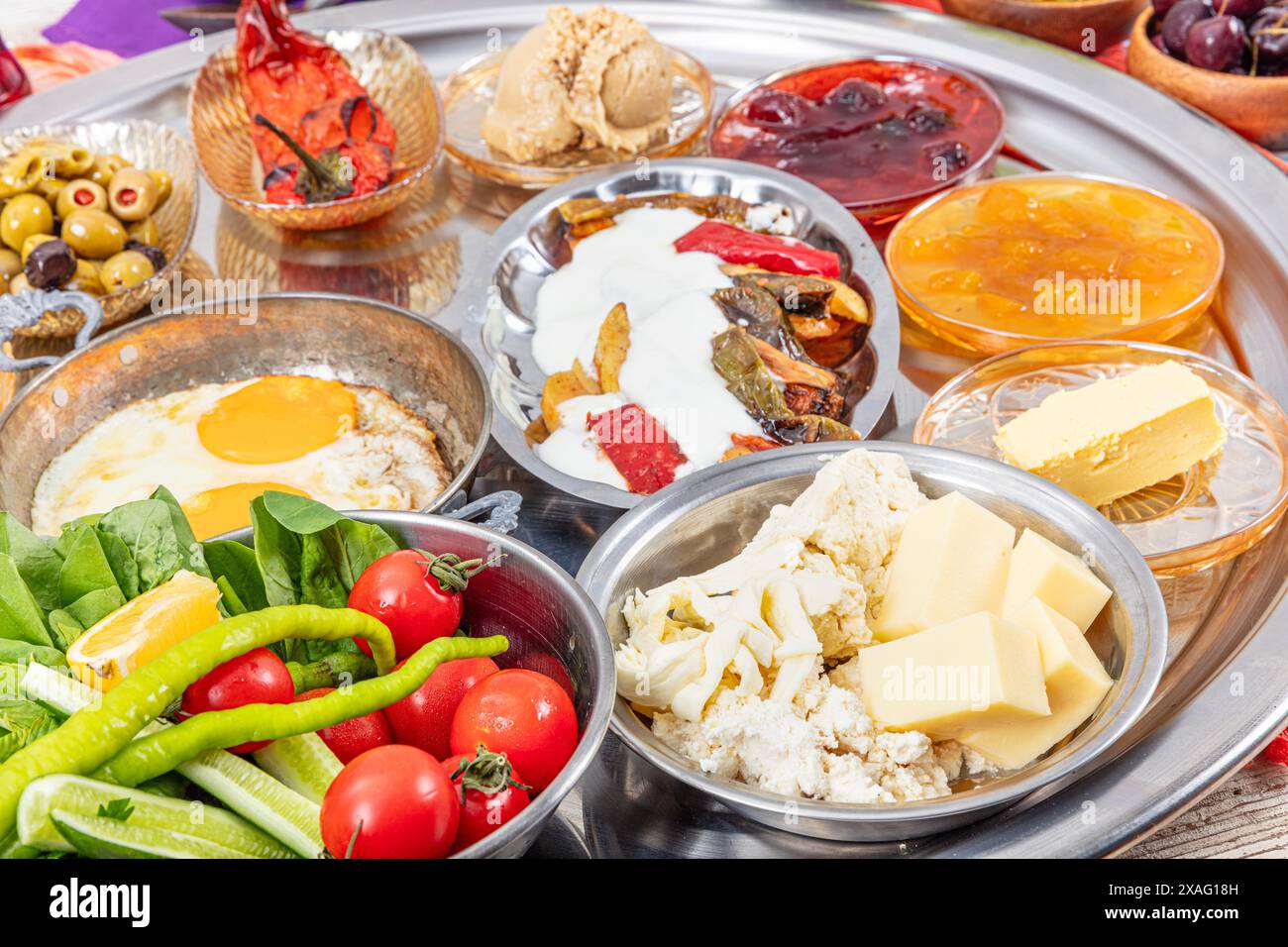 Traditional Turkish Breakfast Table (Serpme Kahvalti). Traditional ...