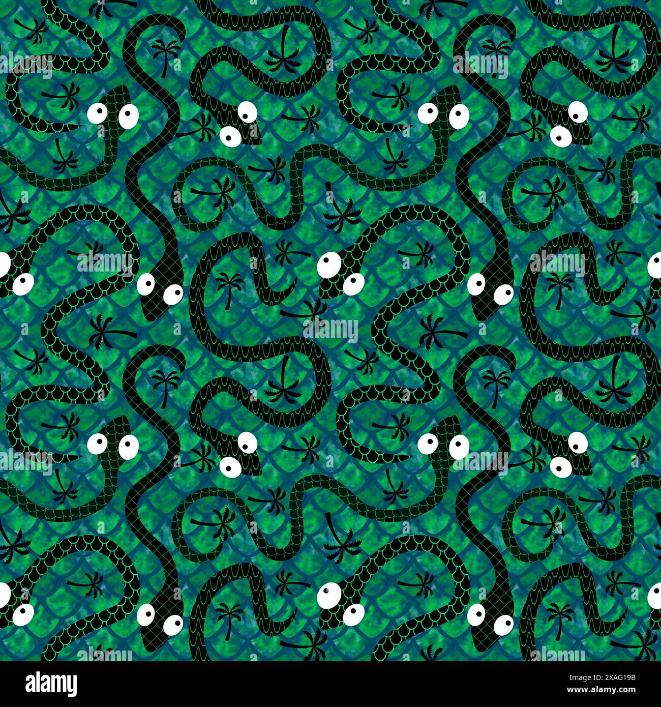 Summer cartoon animals seamless snake pattern for wrapping paper and ...