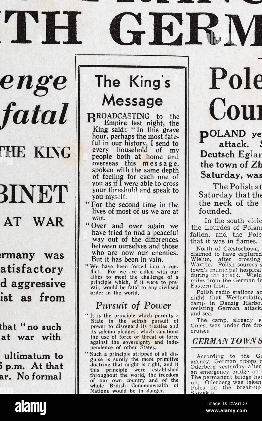 "The Kings Message" on the front page of the Daily Mail (replica) 4th ...