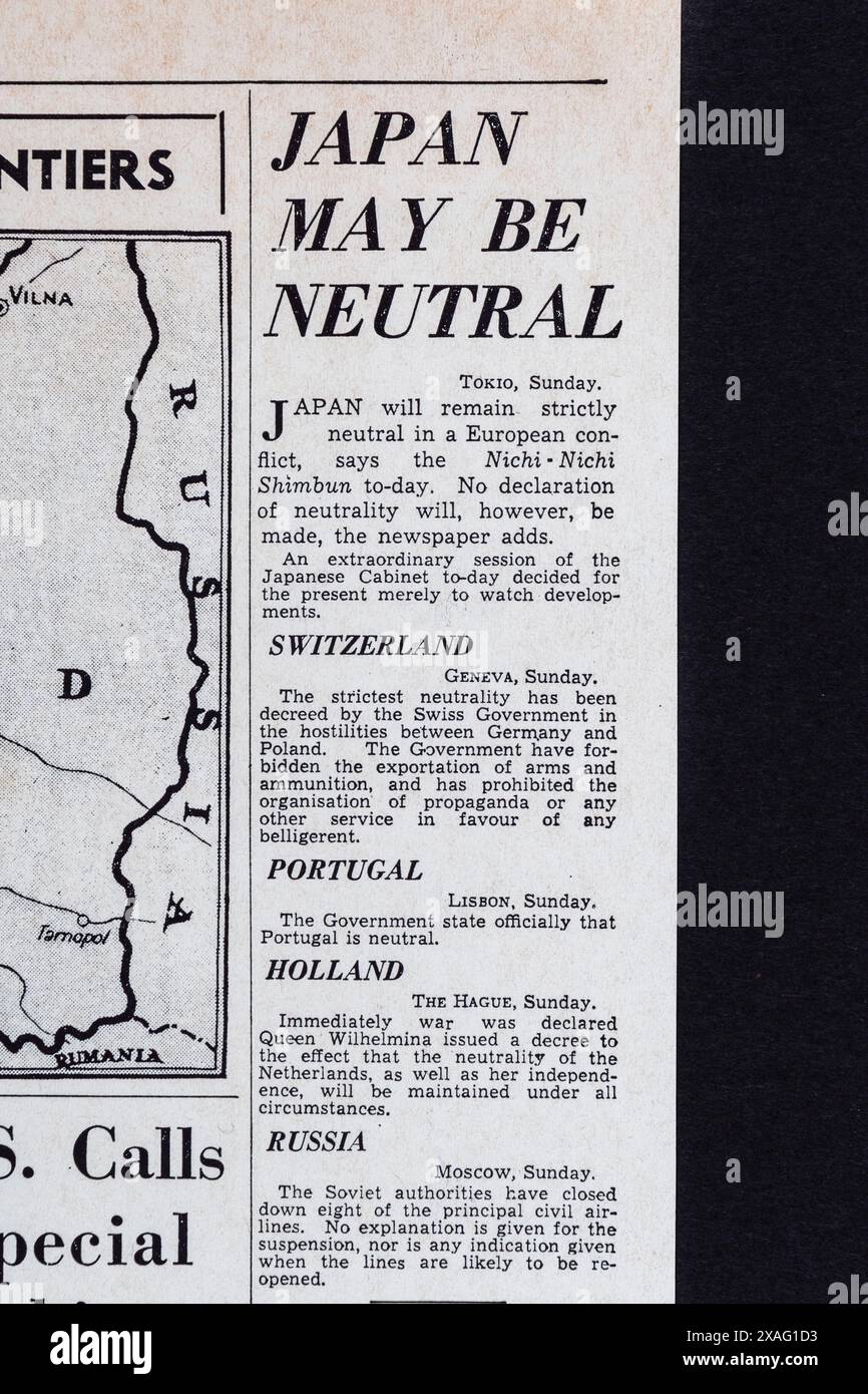 Newspaper japan 1939 hi-res stock photography and images - Alamy