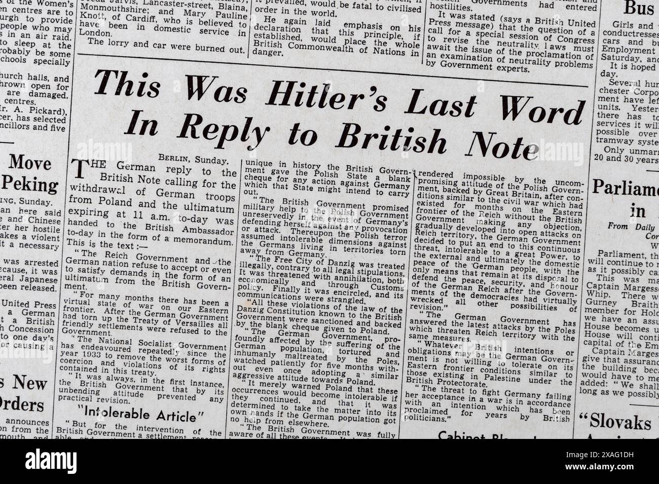 This was hitlers last word in reply to british note hi-res stock ...