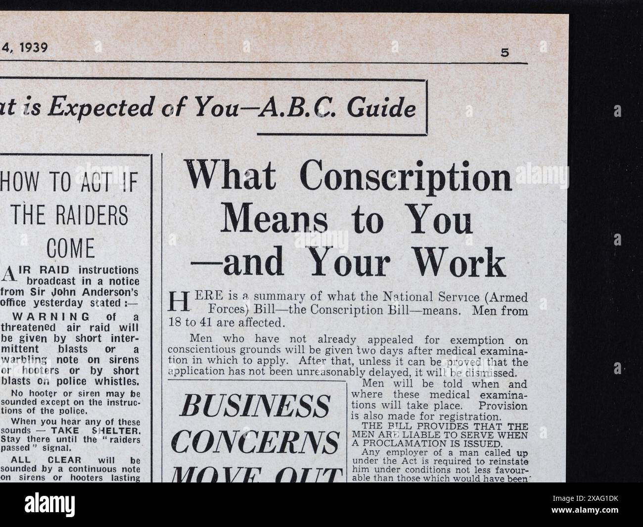 "What Conscription Means for You - and Your Work" headline in the Daily ...