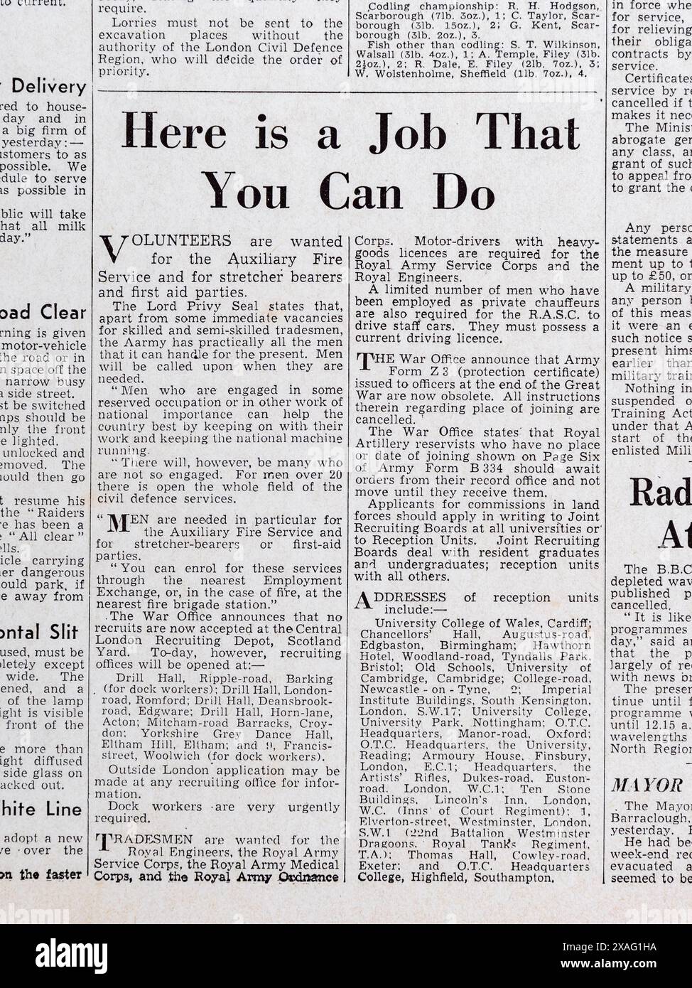 "Here is a job you can do" headline in the Daily Mail (replica) 4th ...