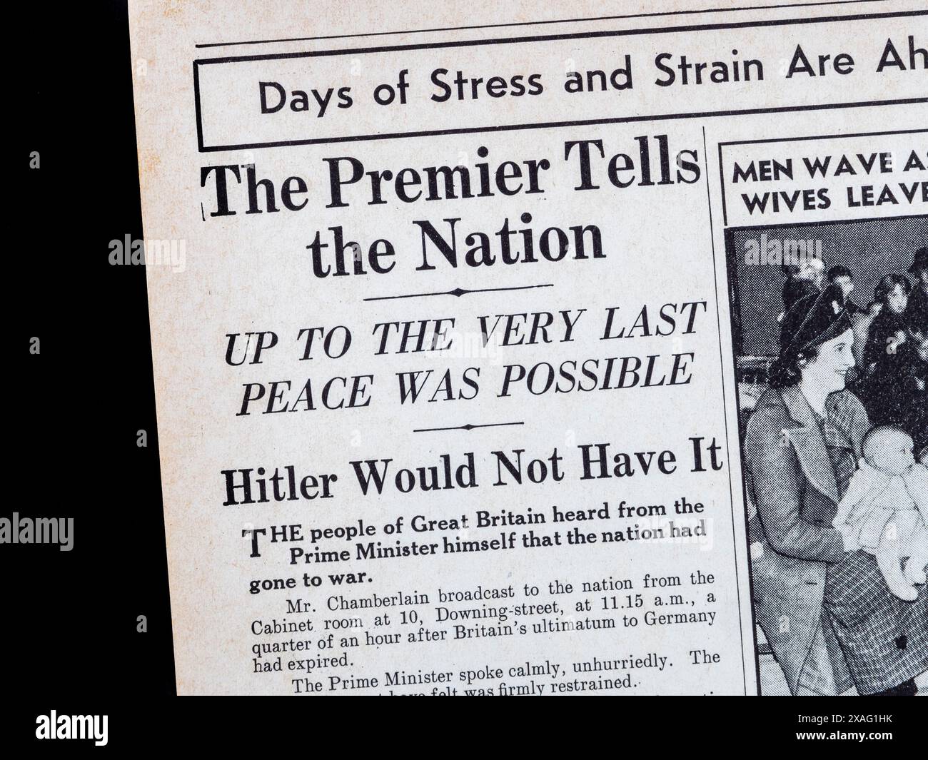 "The Premier Tells the Nation" headline following the declaration of ...