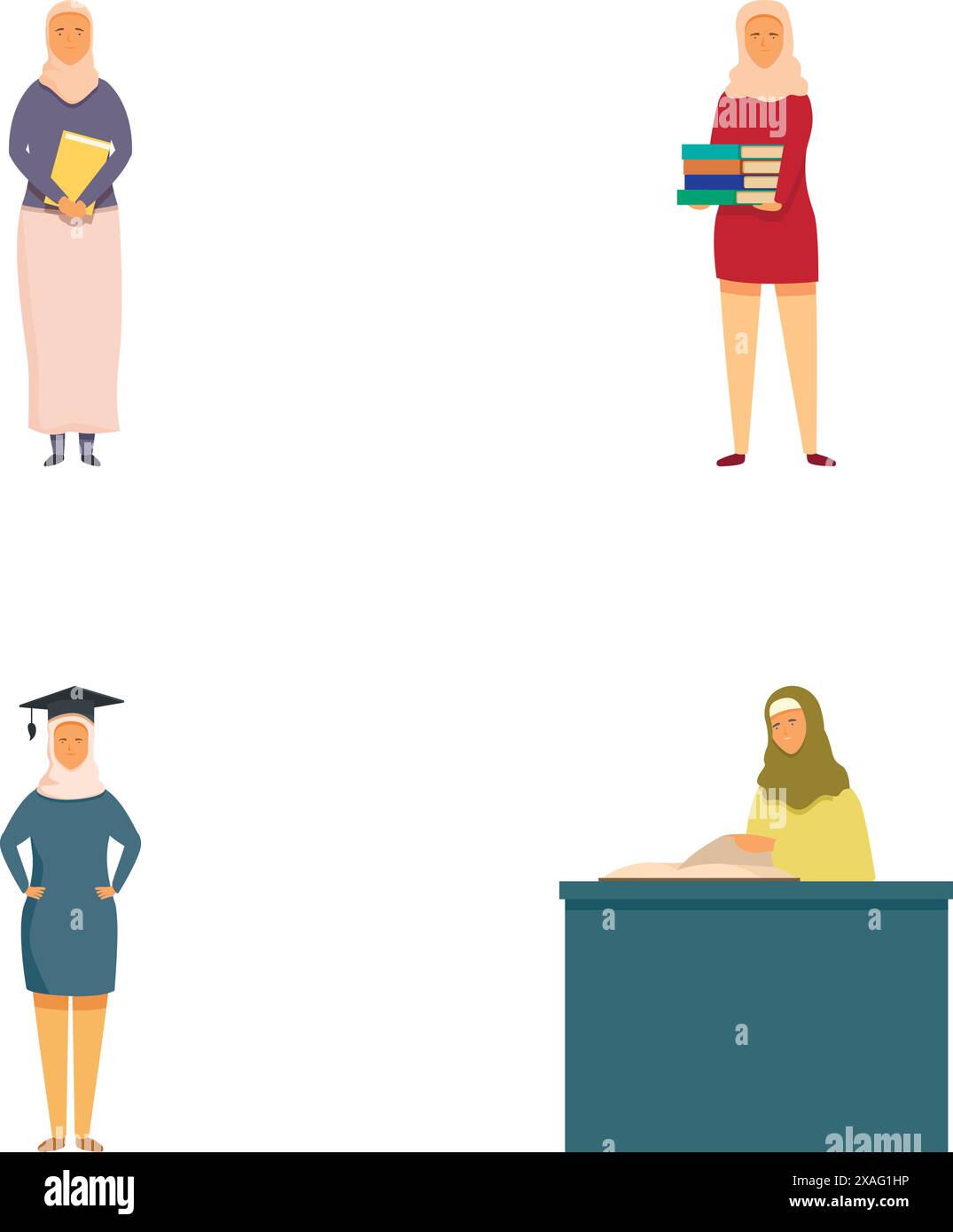 Illustration of women in different educational roles, including student ...
