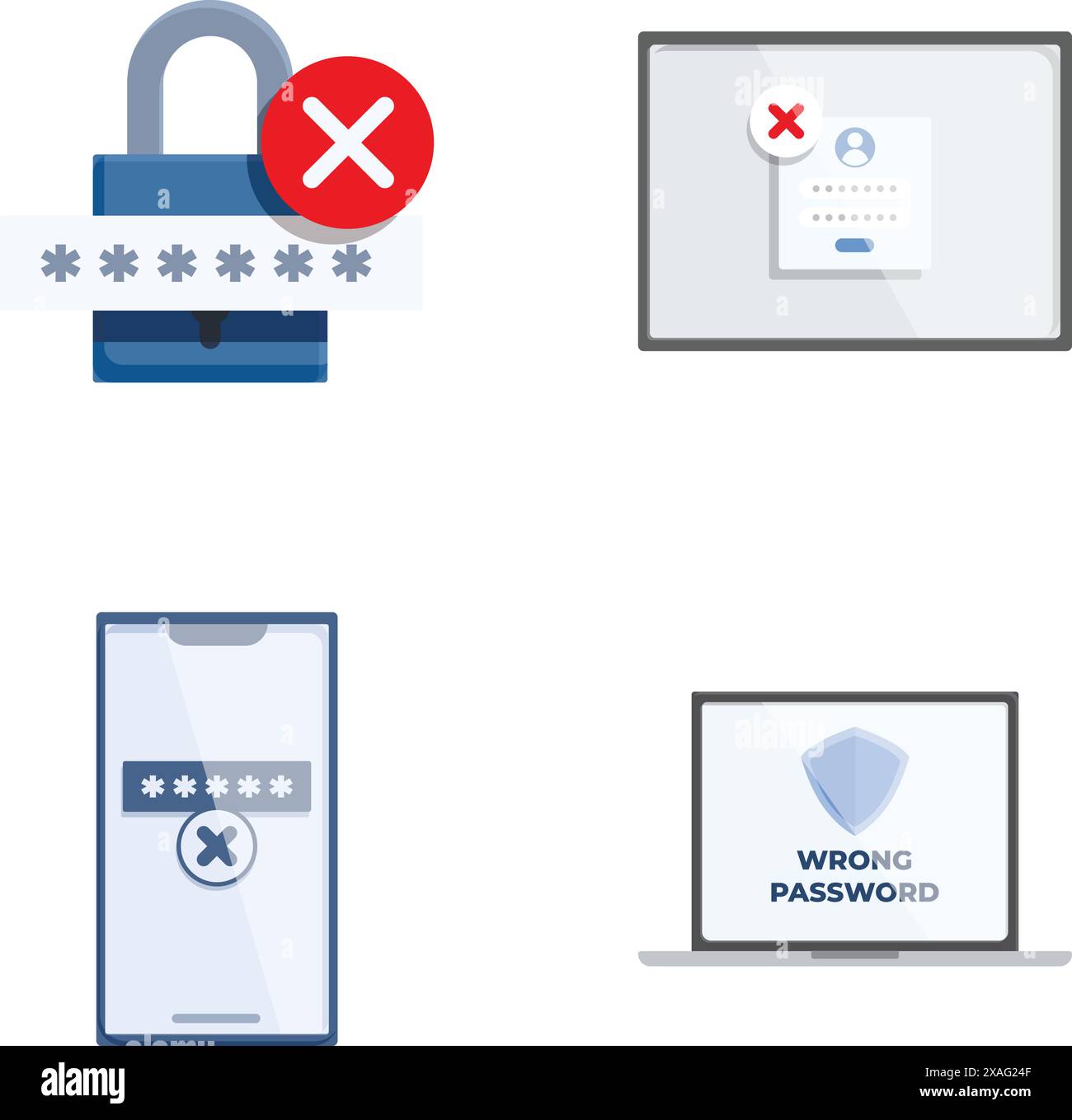 Collection of four vector icons depicting denied access for digital security Stock Vector Image ...
