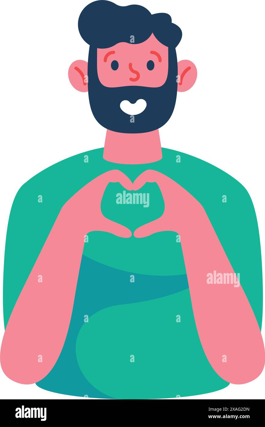 Bearded man making heart shape hi-res stock photography and images - Alamy