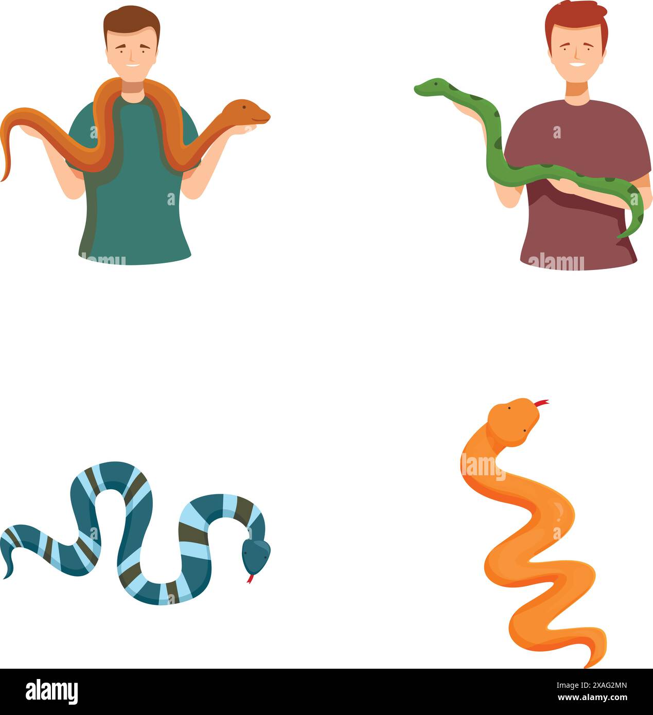 Collection of colorful, friendly cartoon illustrations featuring ...