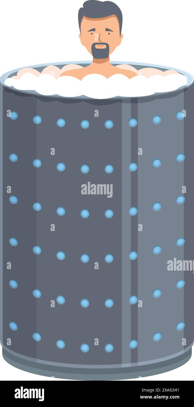 Cartoon illustration of a bearded man enjoying the benefits of ...