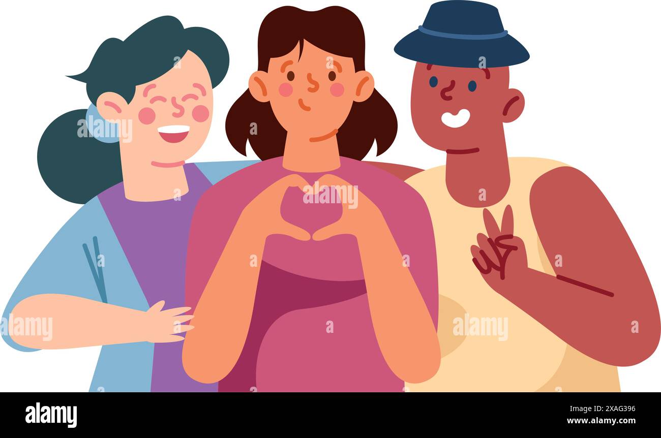 group portrait of smiling friends standing together Stock Vector Image ...