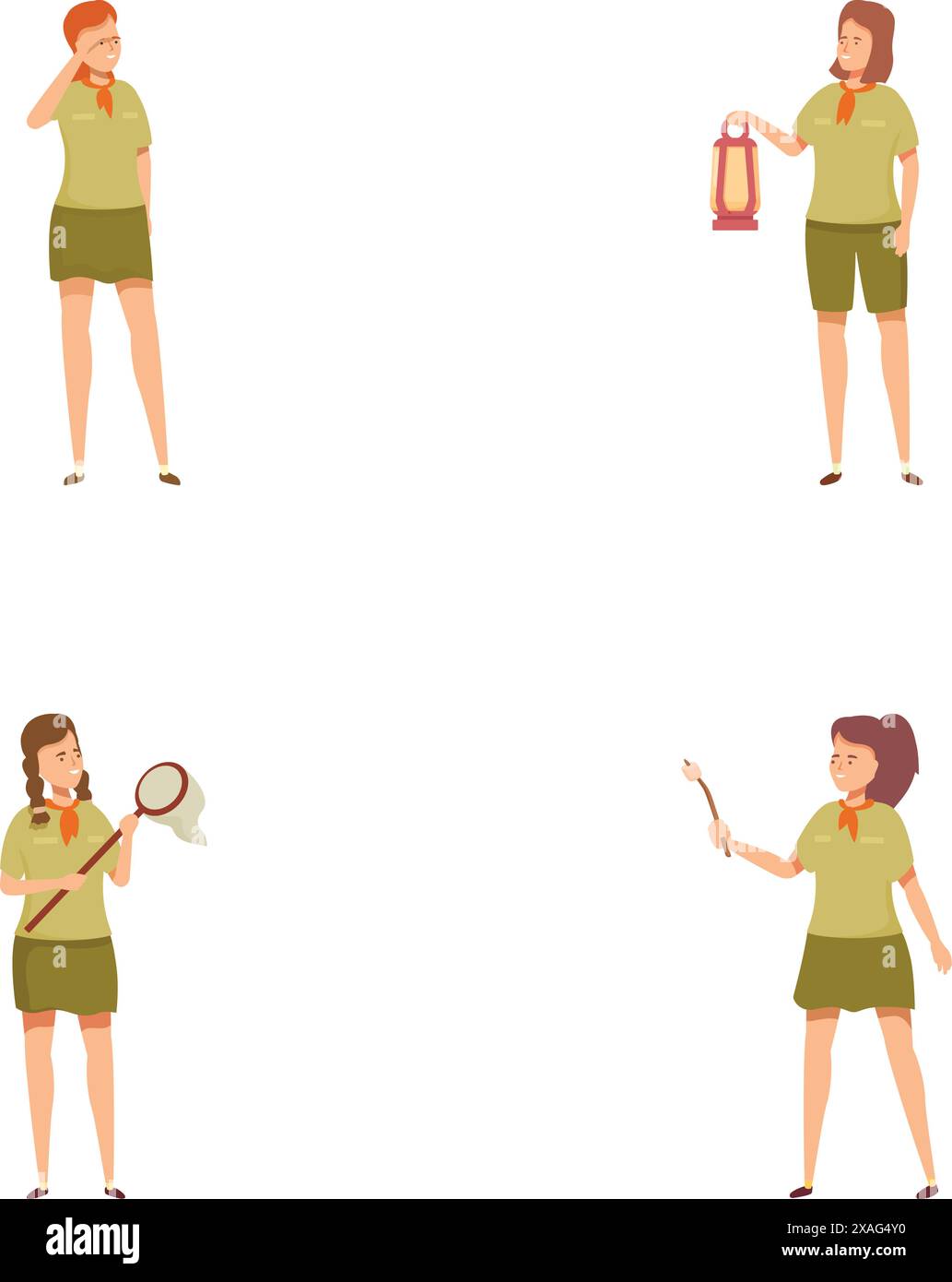 Collection of illustrations featuring a character in various adventure ...