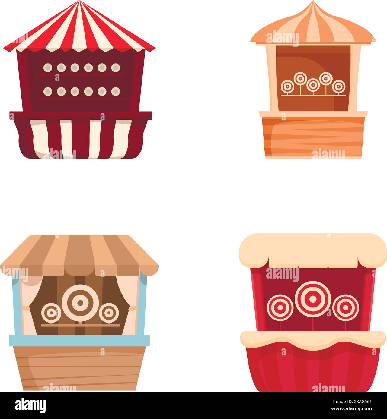 Set of four colorful vector illustrations of different street food ...