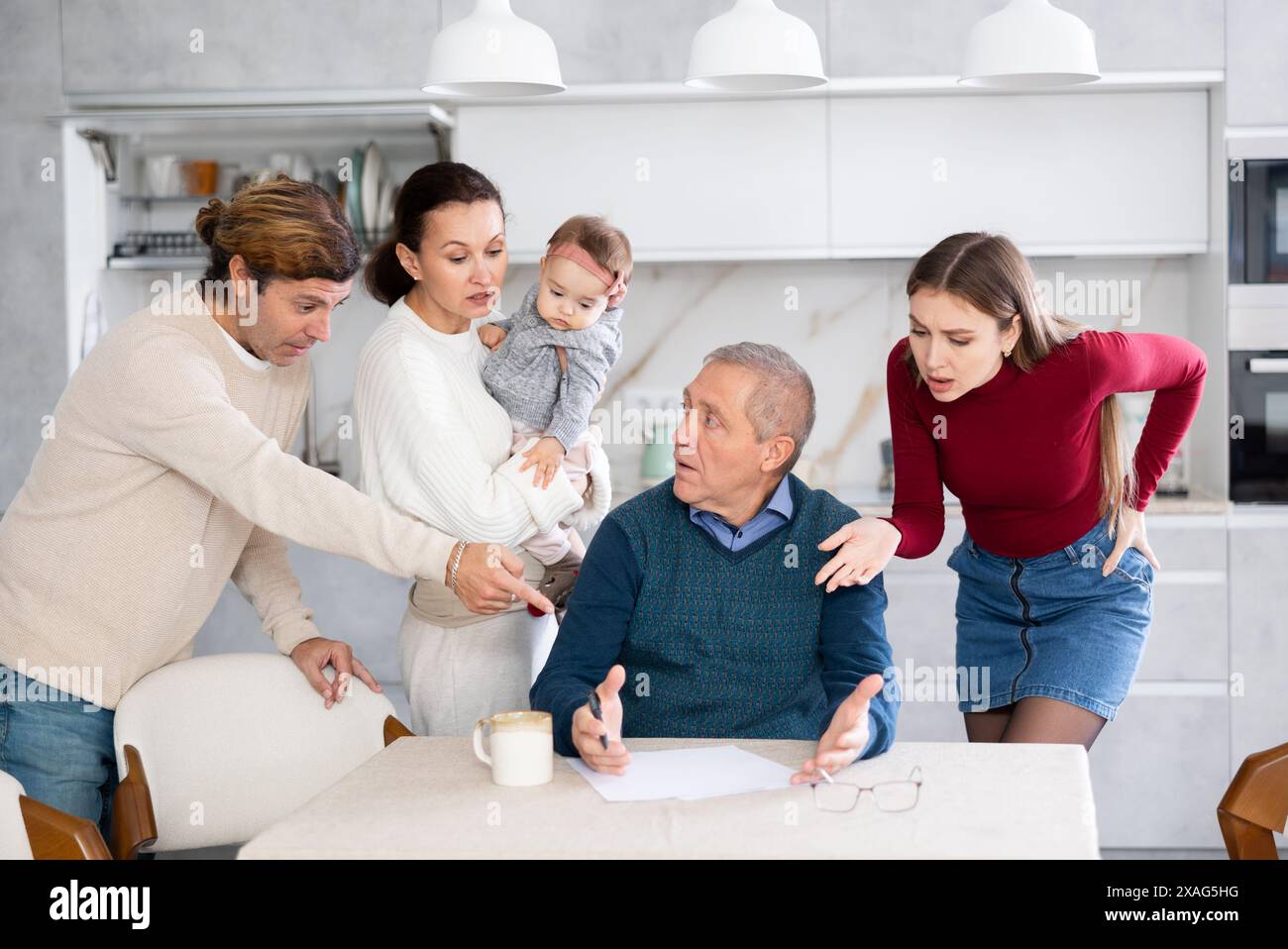 Family members discussing inheritance Stock Photo - Alamy