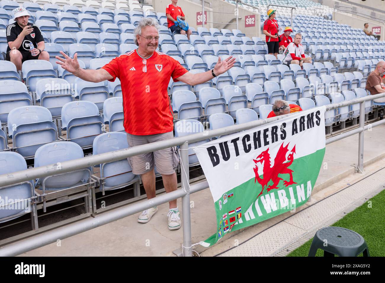 ALGARVE, PORTUGAL - 06 JUNE 2024: Welsh fans during the international ...