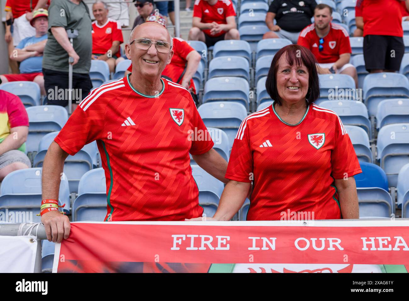 ALGARVE, PORTUGAL - 06 JUNE 2024: Welsh fans during the international ...