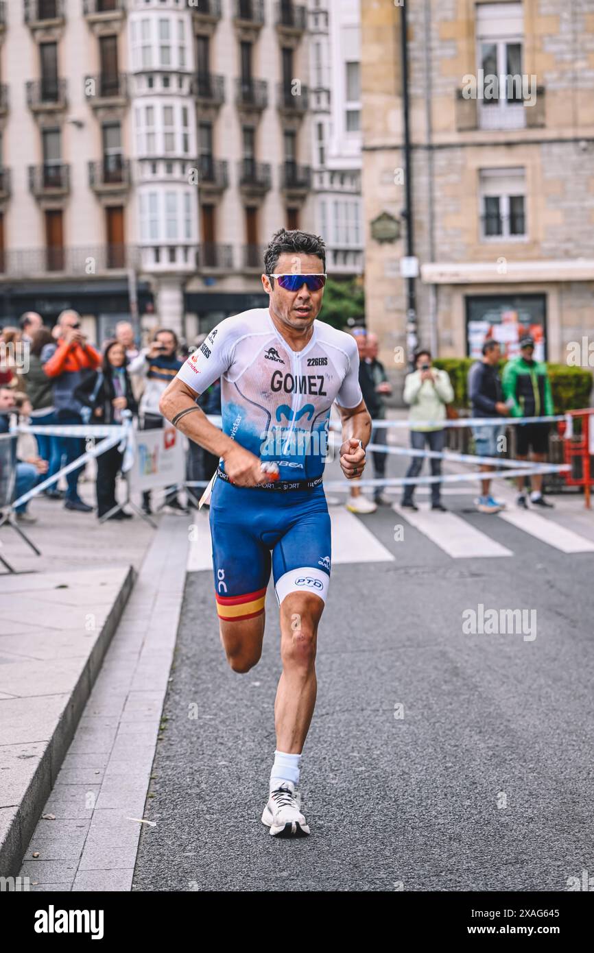Javier Gomez Noya participating in the ViHalf Triathlon of Vitoria ...