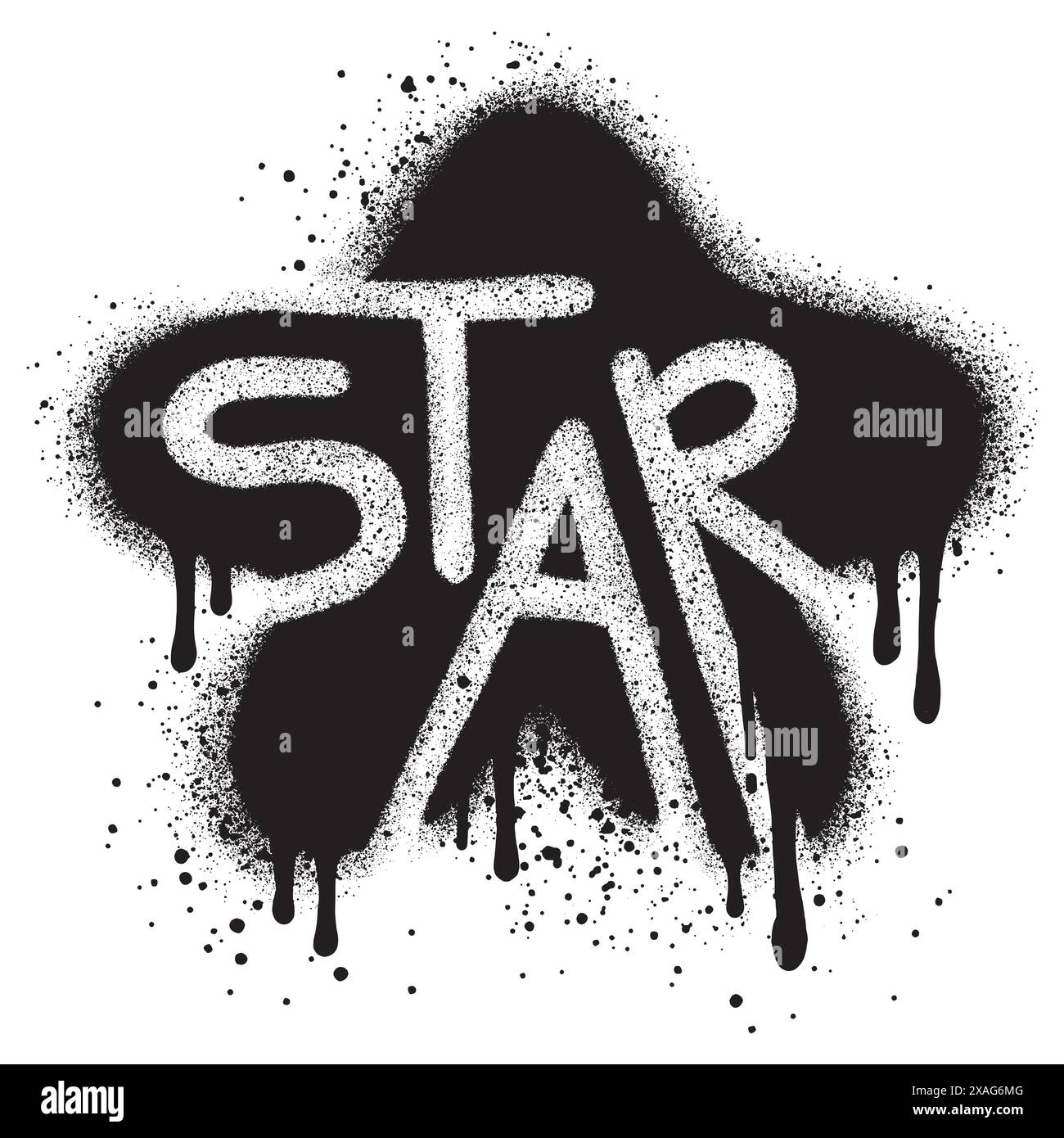 Sprayed star font graffiti with over spray in black over white.Vector ...