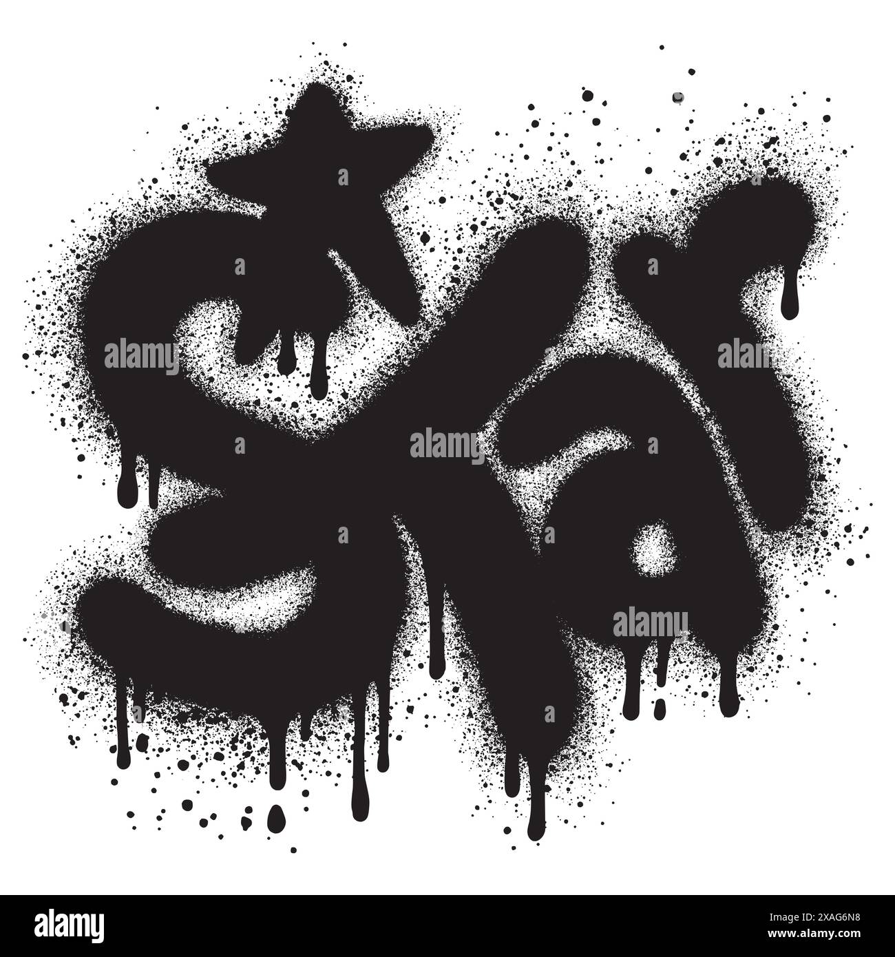 Sprayed star font graffiti with over spray in black over white.Vector ...