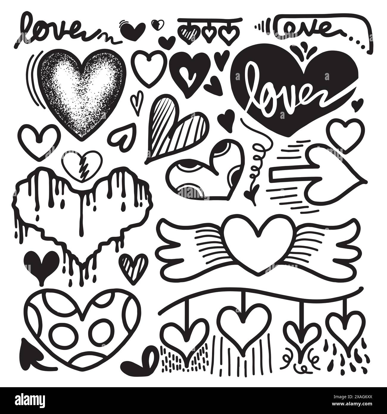 Heart shape border Black and White Stock Photos & Images - Alamy