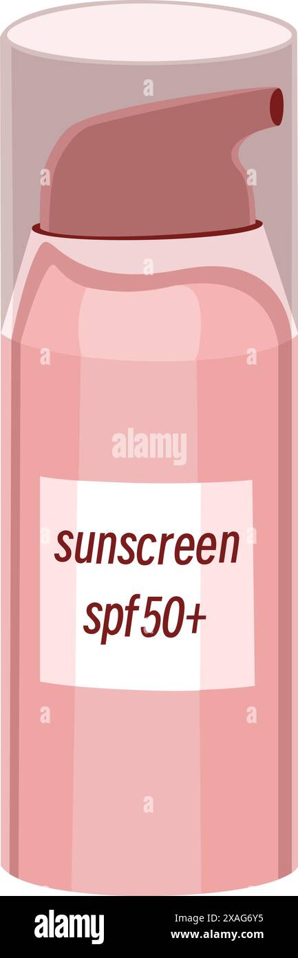 Sunscreen bottle dispenser spf50+ sun protection in flat technique ...