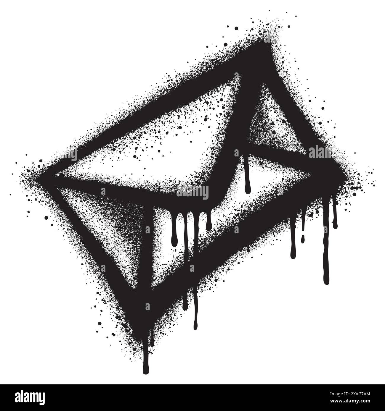 Spray Painted Graffiti mail icon Sprayed isolated with a white ...